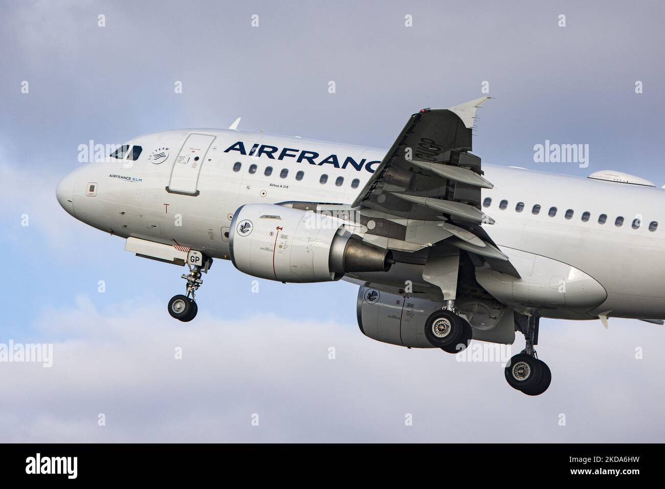 Air France Airbus A318 aircraft as seen during take off and flying ...