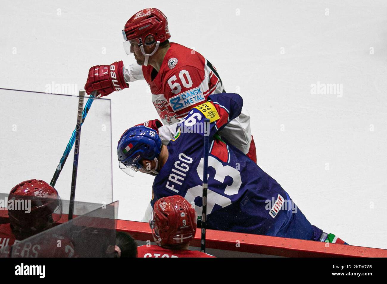 BAU Mathias (Denmark) FRIGO Luca (Italy) during the Ice Hockey World ...
