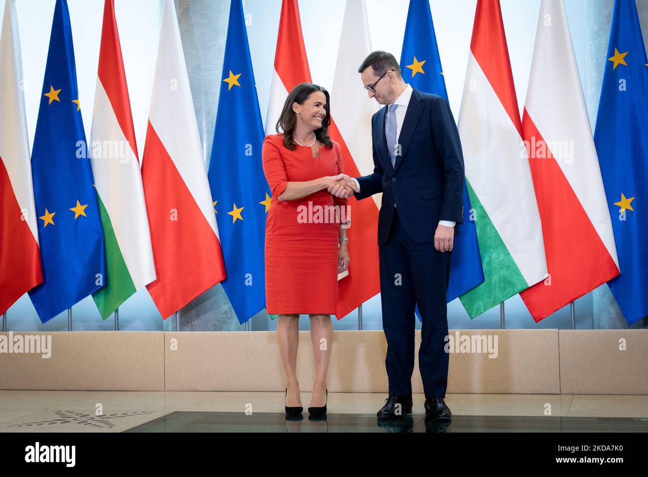 Hungarian President Katalin Novak meets Polish Prime Minister Mateusz ...