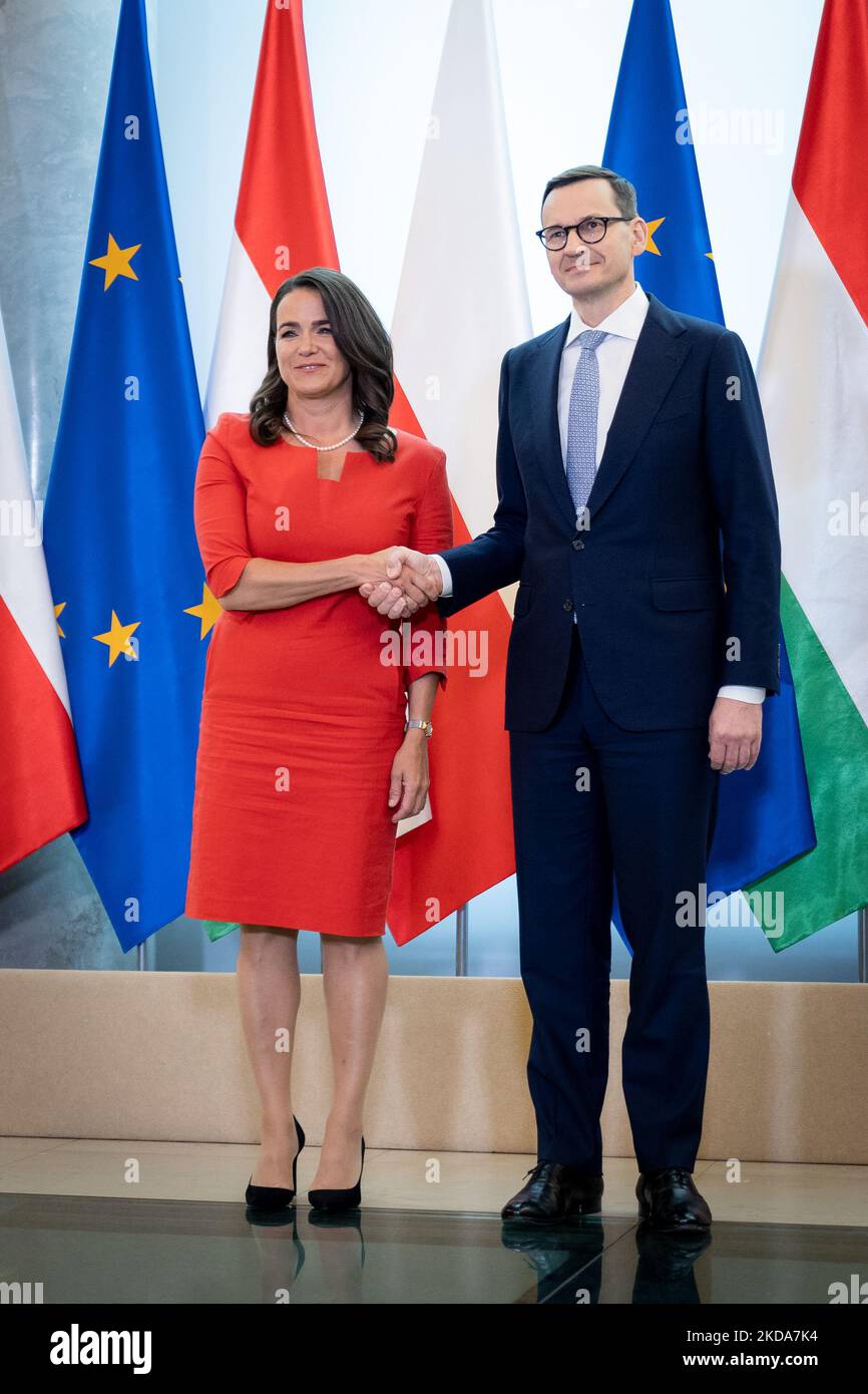 Hungarian President Katalin Novak meets Polish Prime Minister Mateusz ...