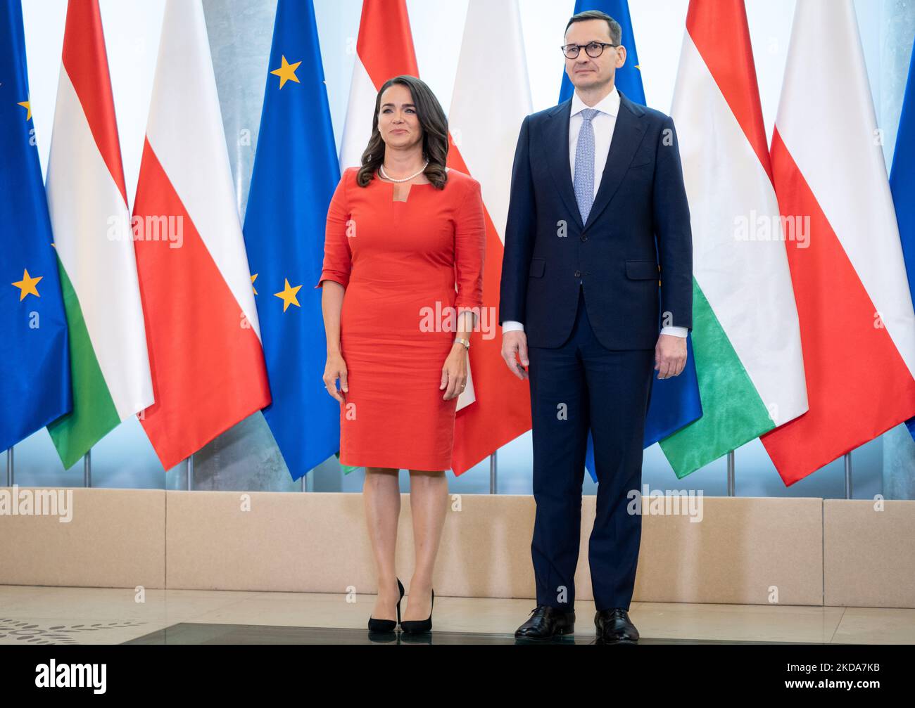 Hungarian President Katalin Novak meets Polish Prime Minister Mateusz ...