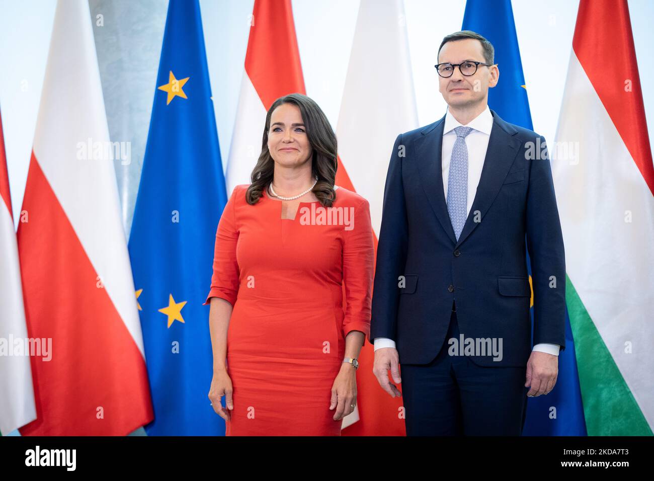 Hungarian President Katalin Novak meets Polish Prime Minister Mateusz ...