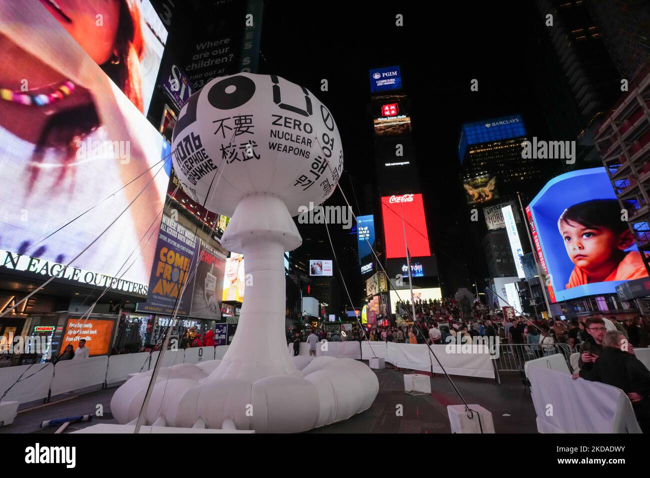 View of Pedro Reyes' art installation: ZERO NUKES in Times Square on ...