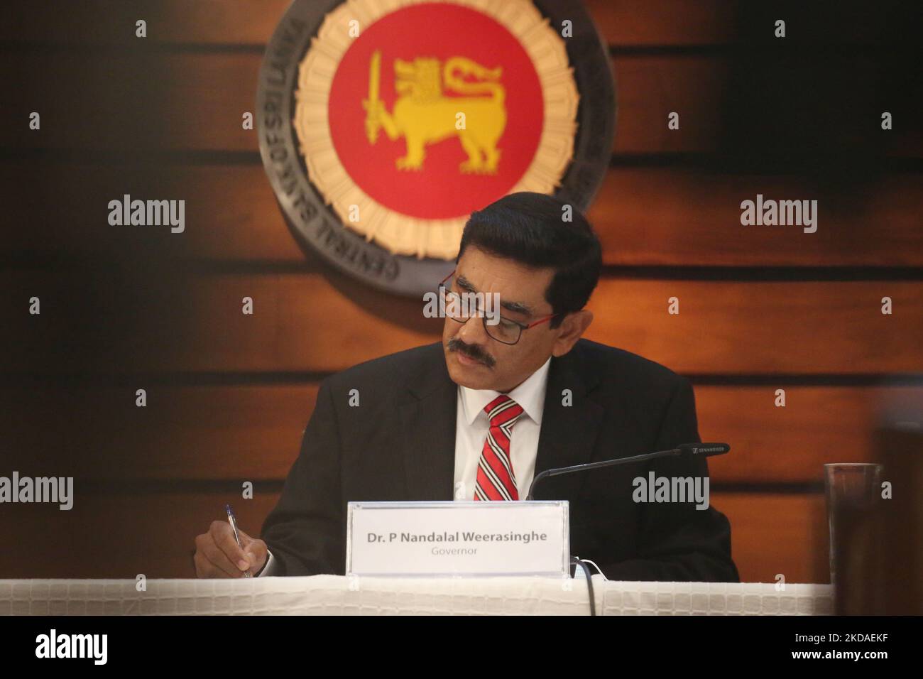 Governor of Sri Lankan Central Bank Nandalal Weerasinghe during a media ... Governor of Sri Lankan Central Bank Nandalal Weerasinghe during a media ...
