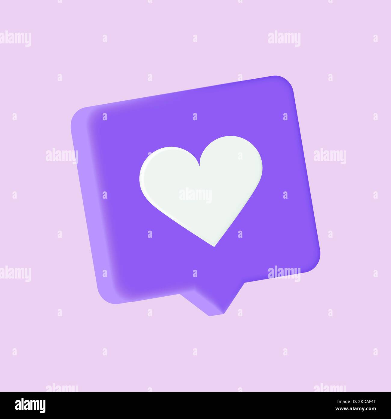A purple message icon with a heart on it on pink background for logo ...