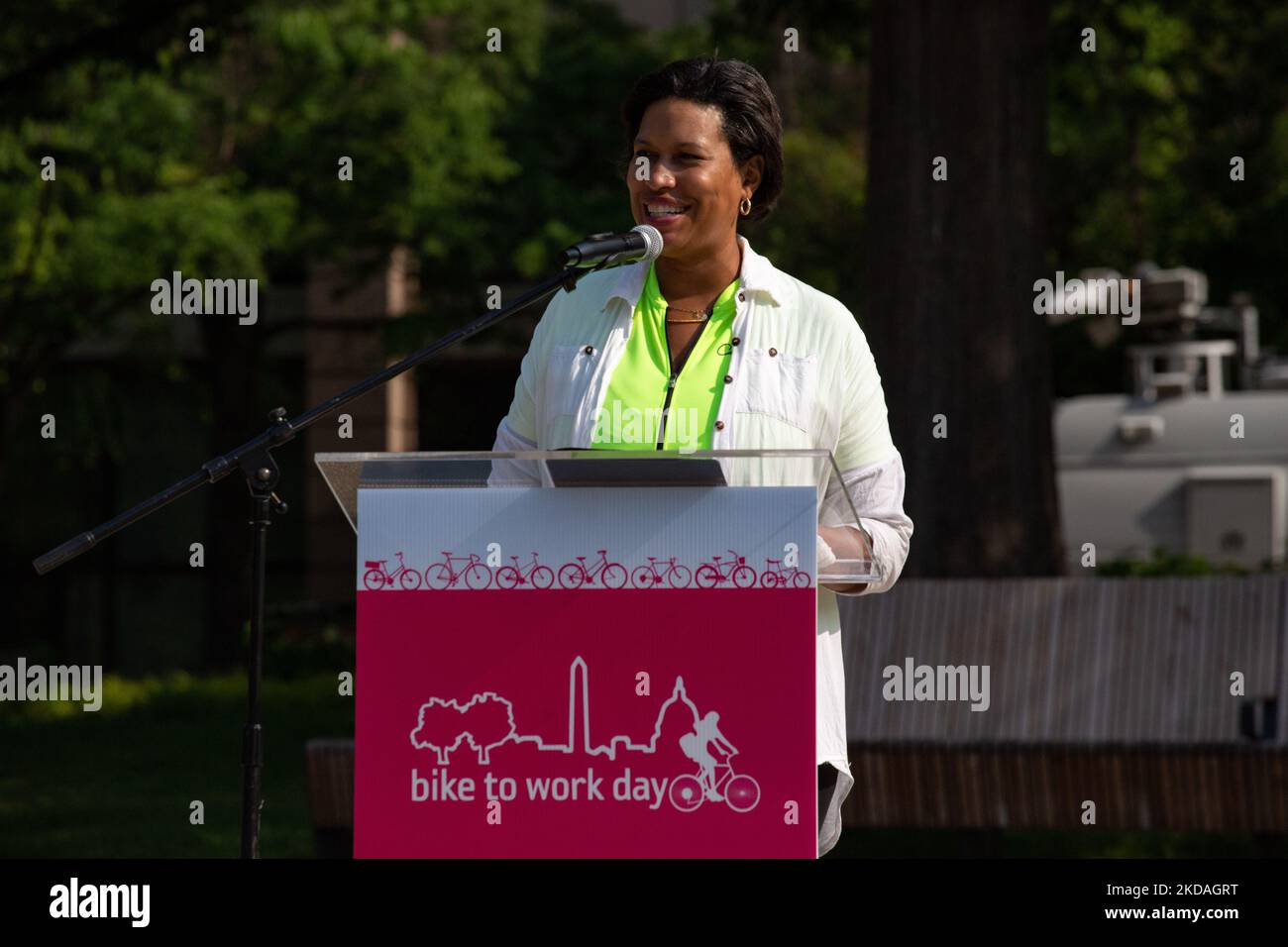 Washington, D.C. Mayor Muriel Bowser speaks at the 2022 Bike to Work ...