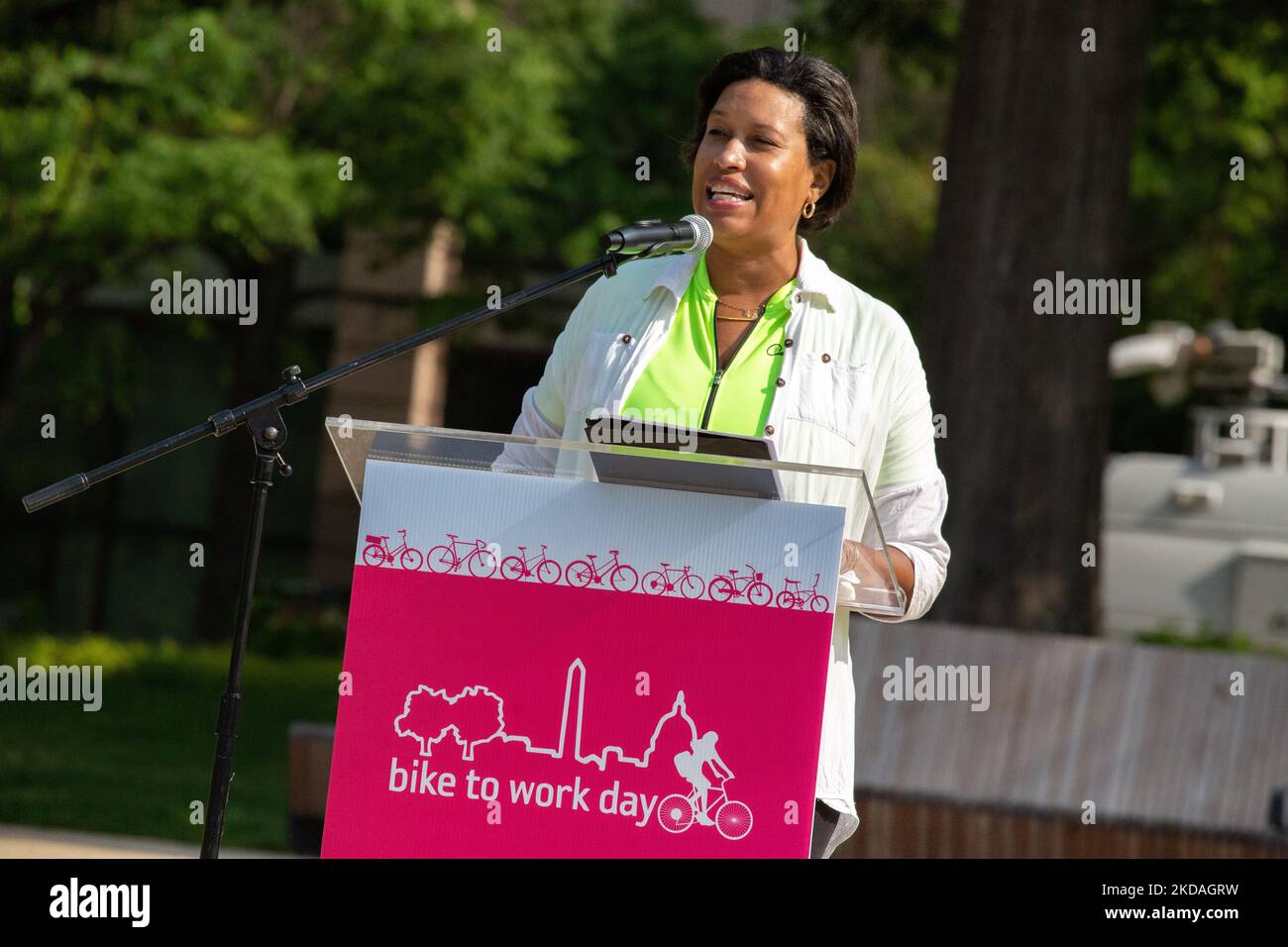 Washington, D.C. Mayor Muriel Bowser speaks at the 2022 Bike to Work ...