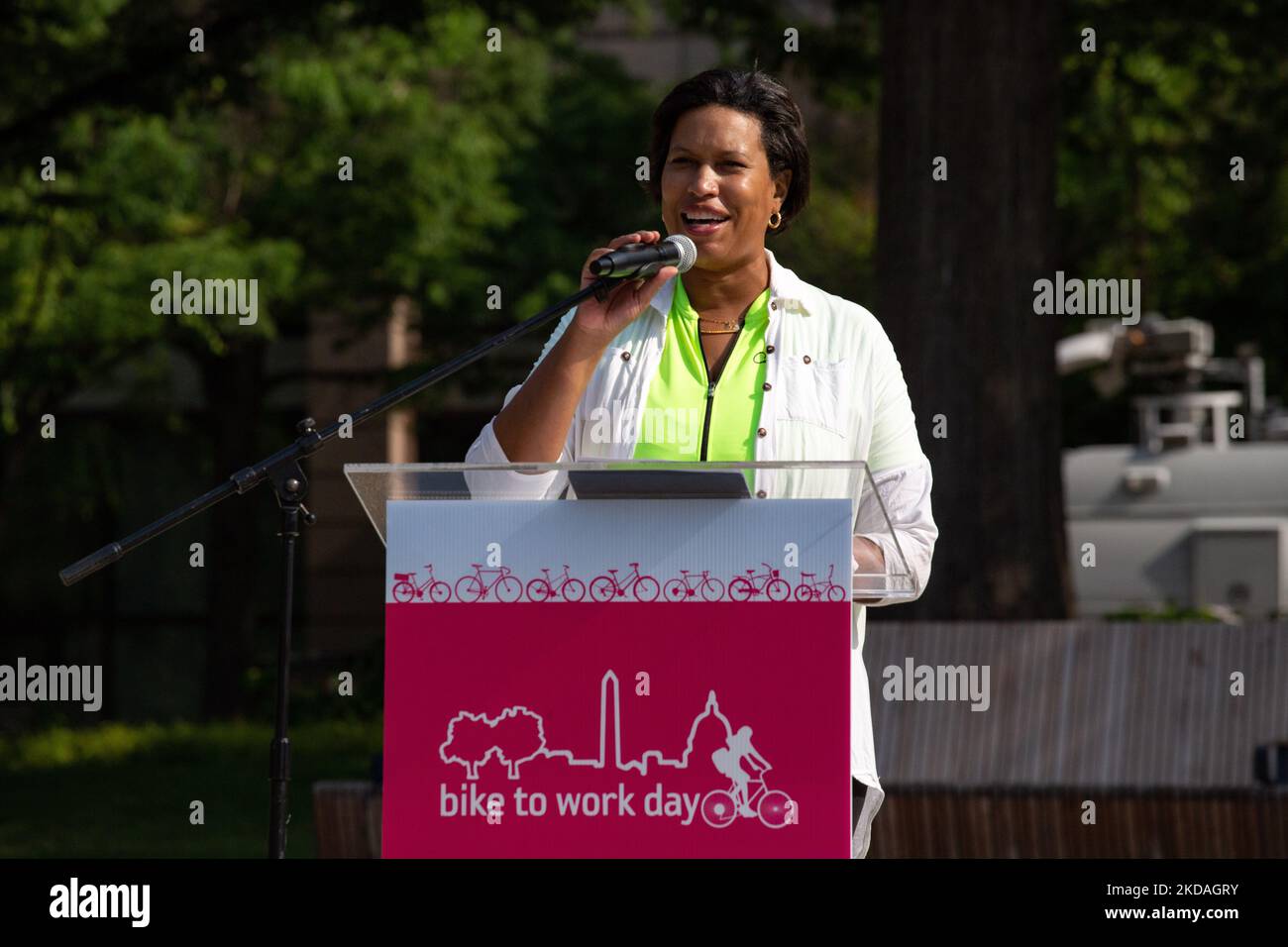 Washington, D.C. Mayor Muriel Bowser speaks at the 2022 Bike to Work ...