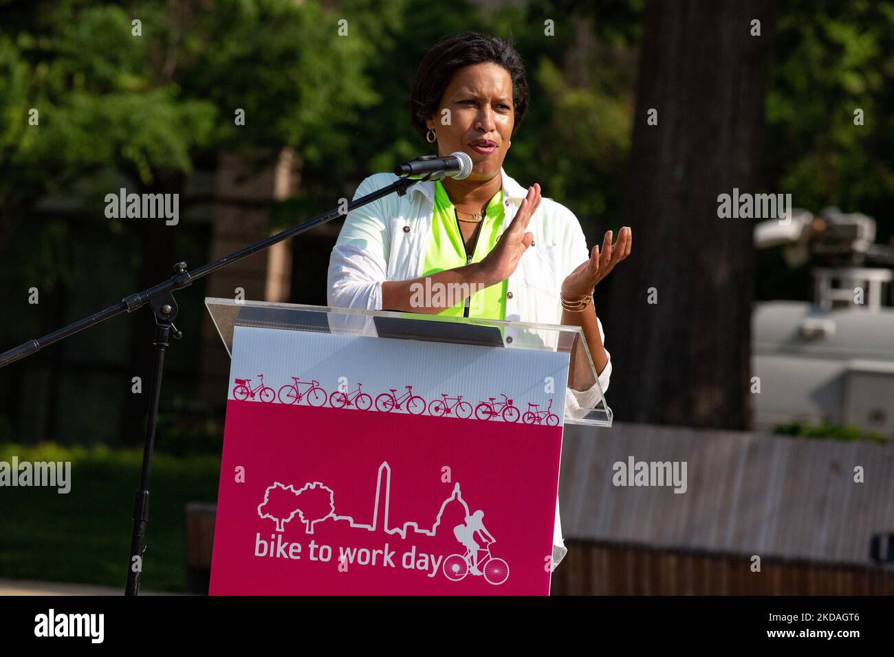 Washington, D.C. Mayor Muriel Bowser speaks at the 2022 Bike to Work ...