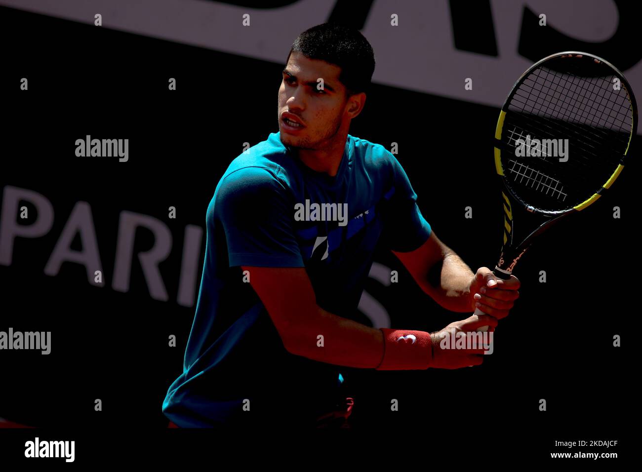 Carlos Alcaraz practicing during Roland Garros Kids Day, one day before ...