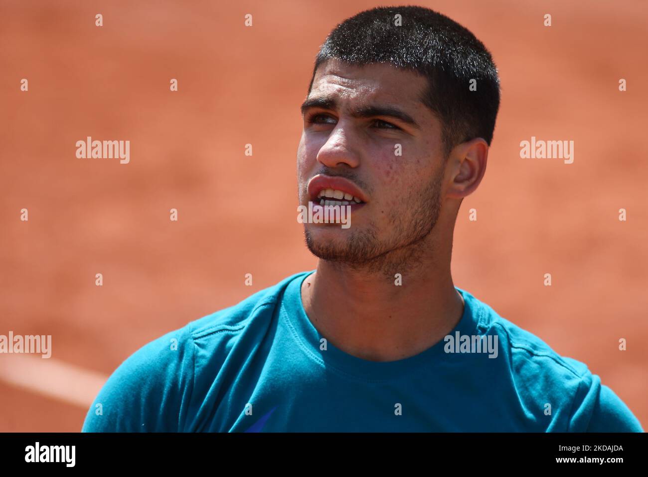 Carlos Alcaraz practicing during Roland Garros Kids Day, one day before ...