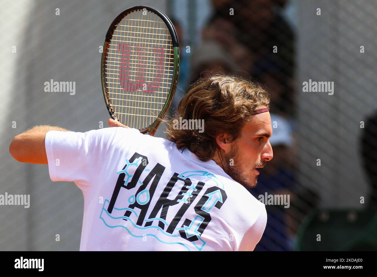 Stéfanos Tsitsipás practicing during Roland Garros Kids Day, one day ...