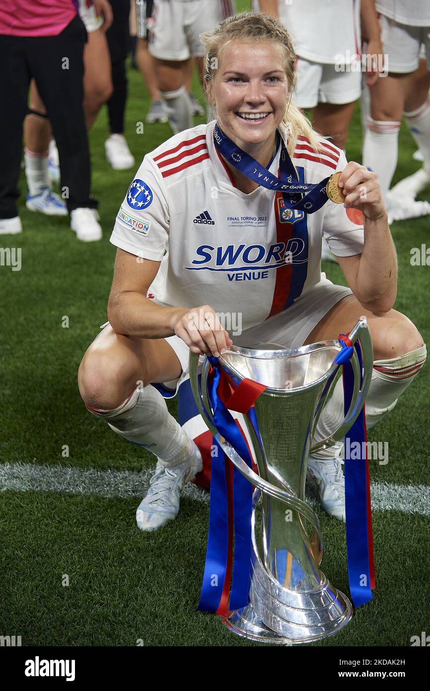 Ada Hegerberg of Olympique Lyonnais celebrates victory after the UEFA ...