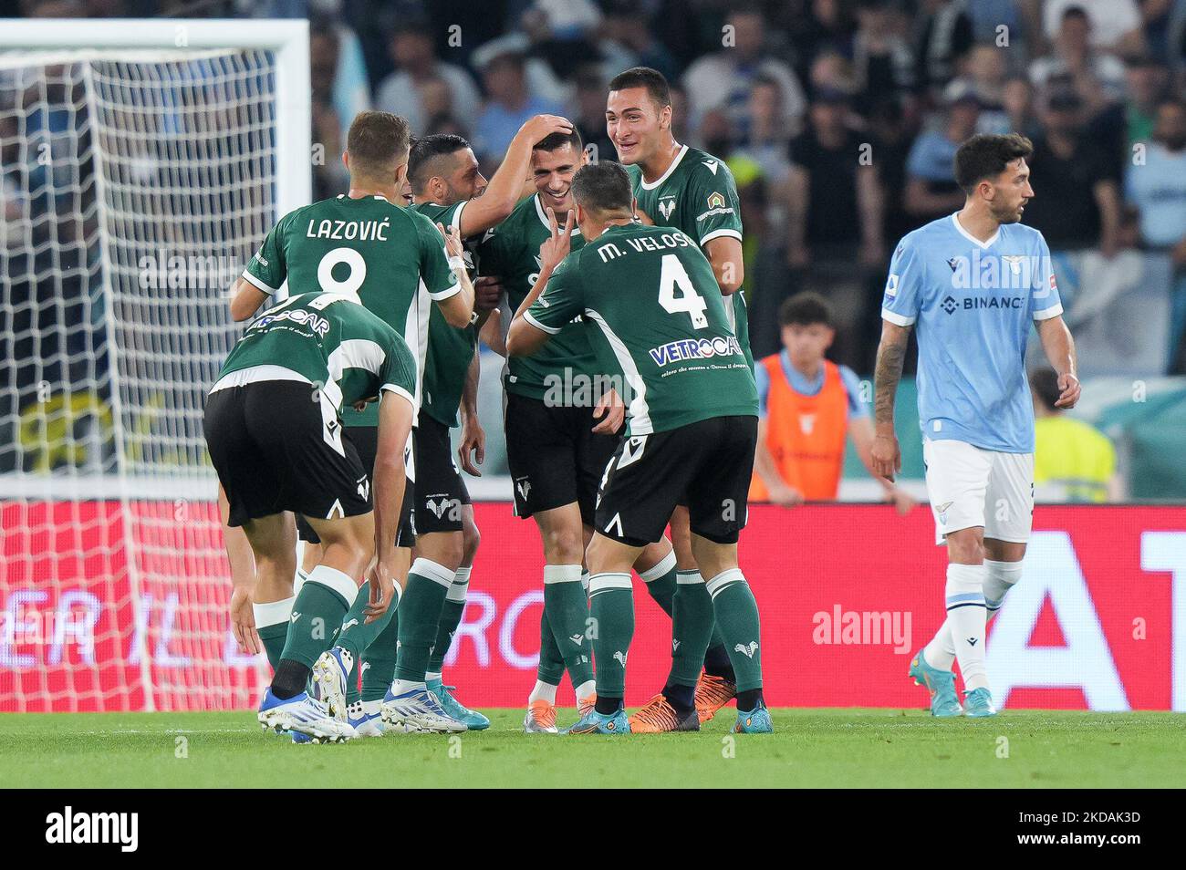 Kevin Lasagna of Hellas Verona celebrates scoring second goal during ...