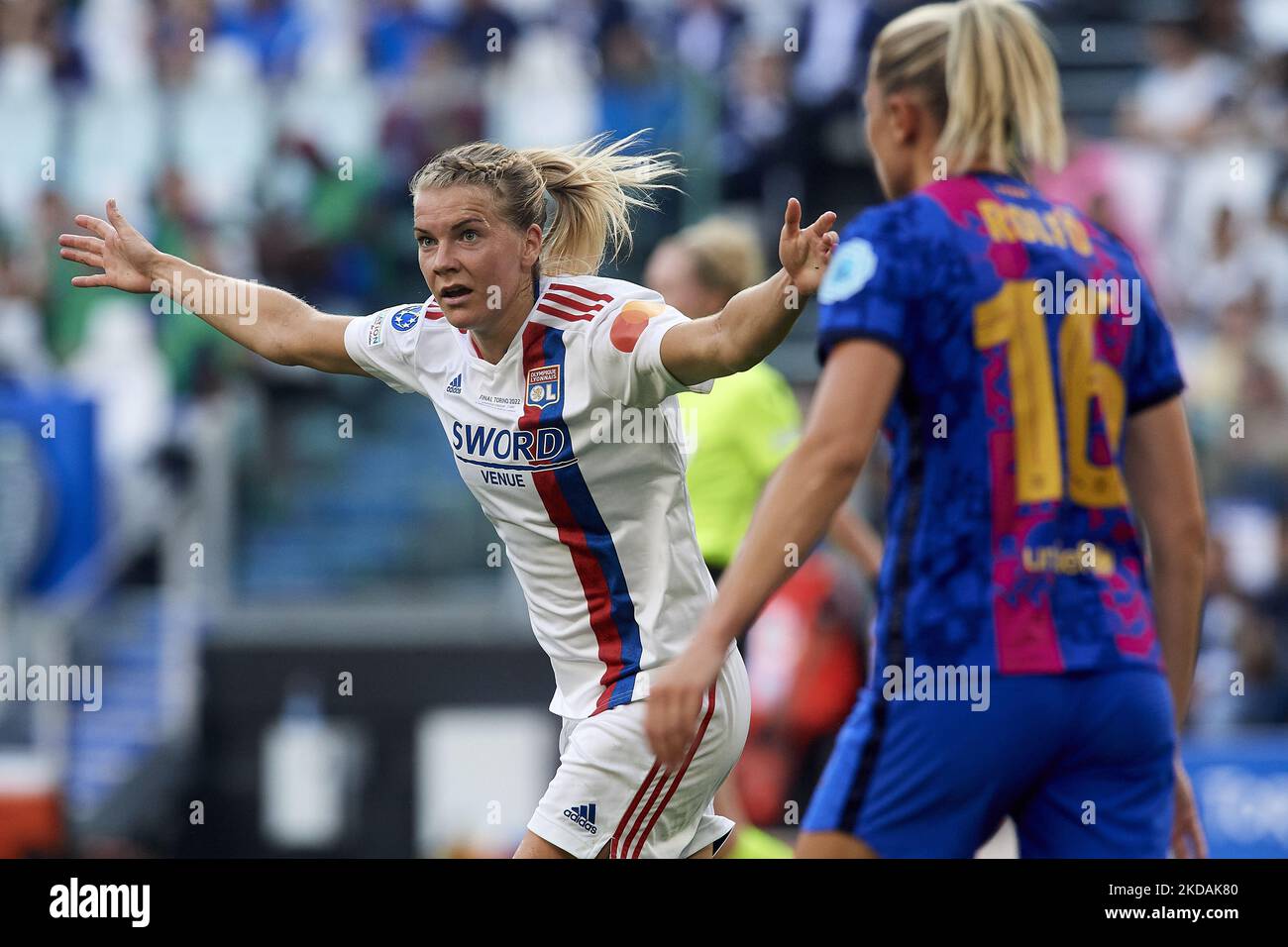 Ada Hegerberg of Olympique Lyonnais shooting to goal during the UEFA ...