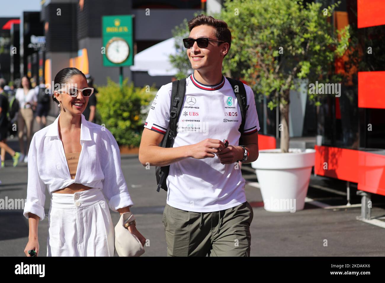George Russell and his girlfriend Carmen Montero during the Formula 1 ...