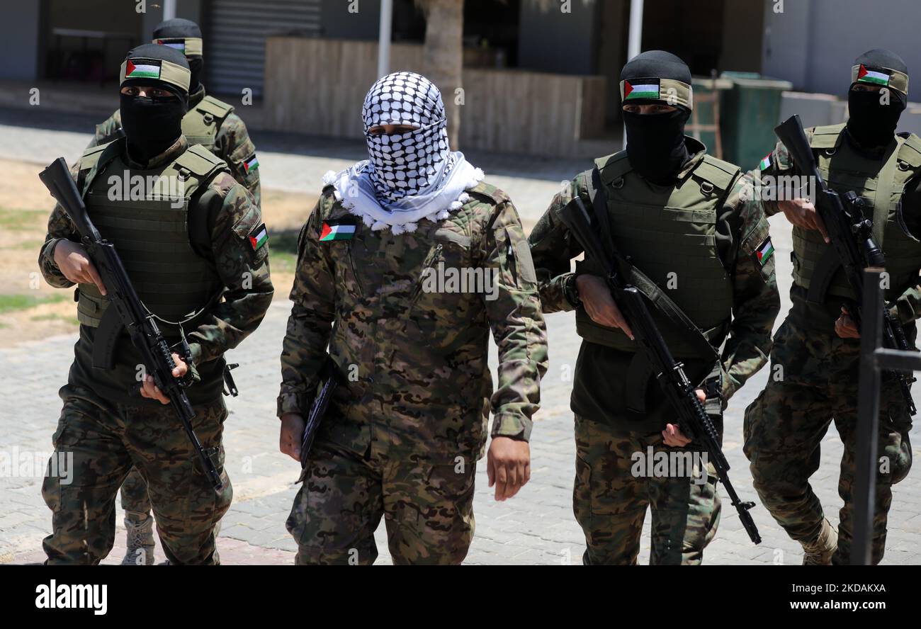 Palestinian militants from the joint operations room of the Palestinian ...