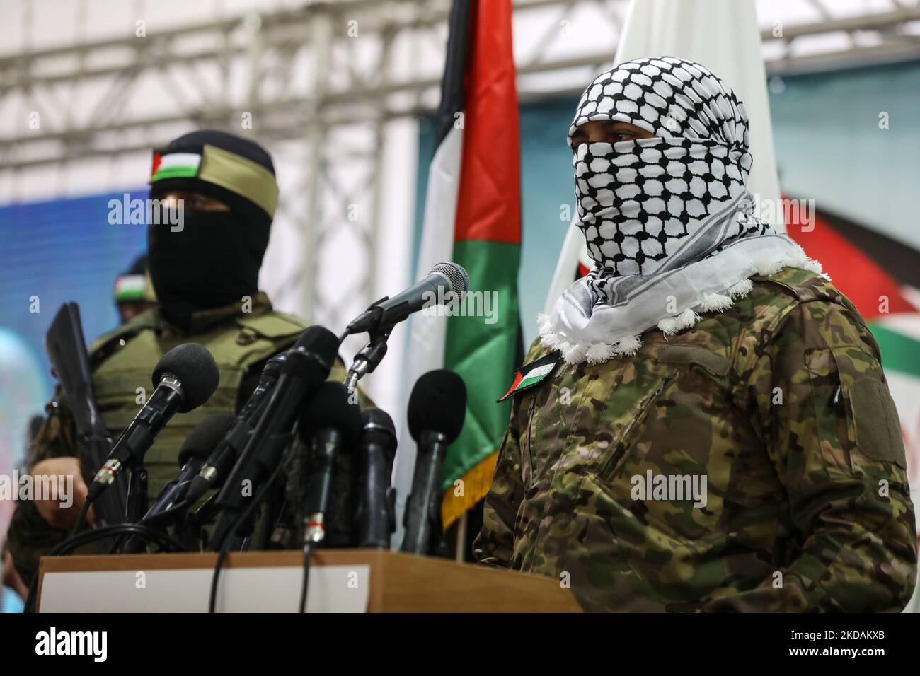 Palestinian militants from the joint operations room of the Palestinian ...