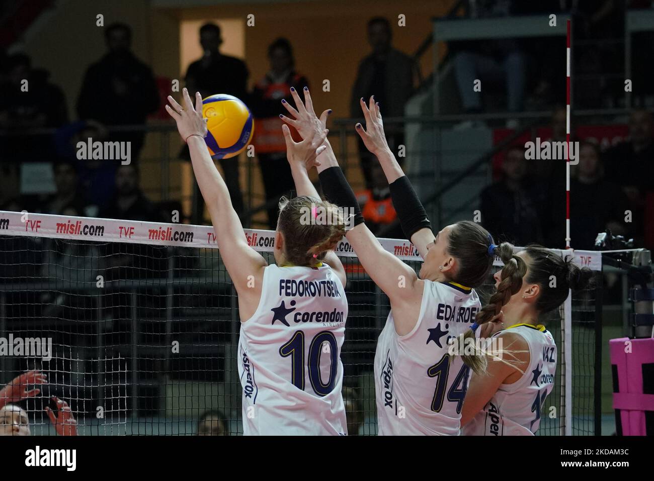 ISTANBUL, TURKEY - APRIL 30, 2022: Arina Fedorovtseva and Eda Erdem ...