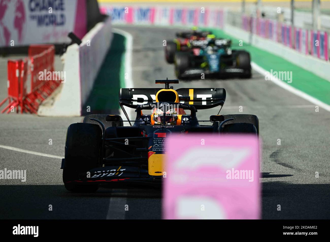 Max Verstappen of Red Bull Racing Honda celebrating during podium ...