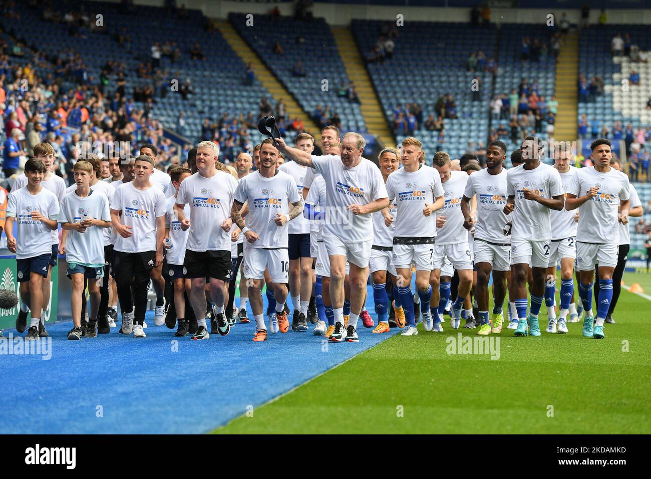 Former Leicester City player Alan John Birchenall MBE leads the players ...