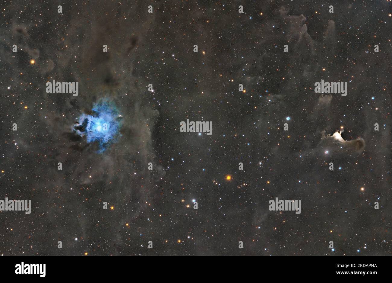 The Iris Nebula with stars and space dust in the universe Stock Photo ...