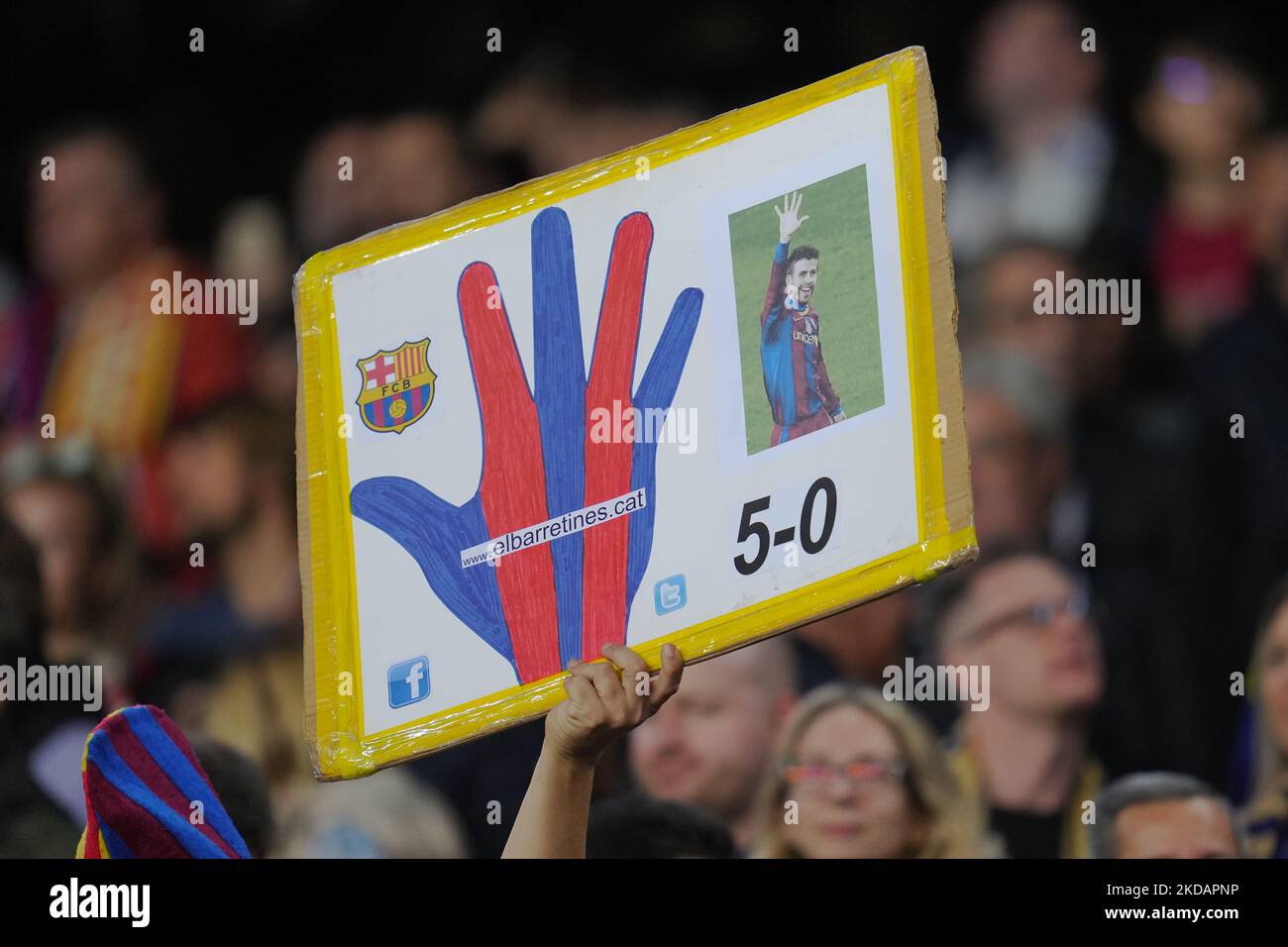 Gerard Pique banner during the La Liga match between FC Barcelona and ...