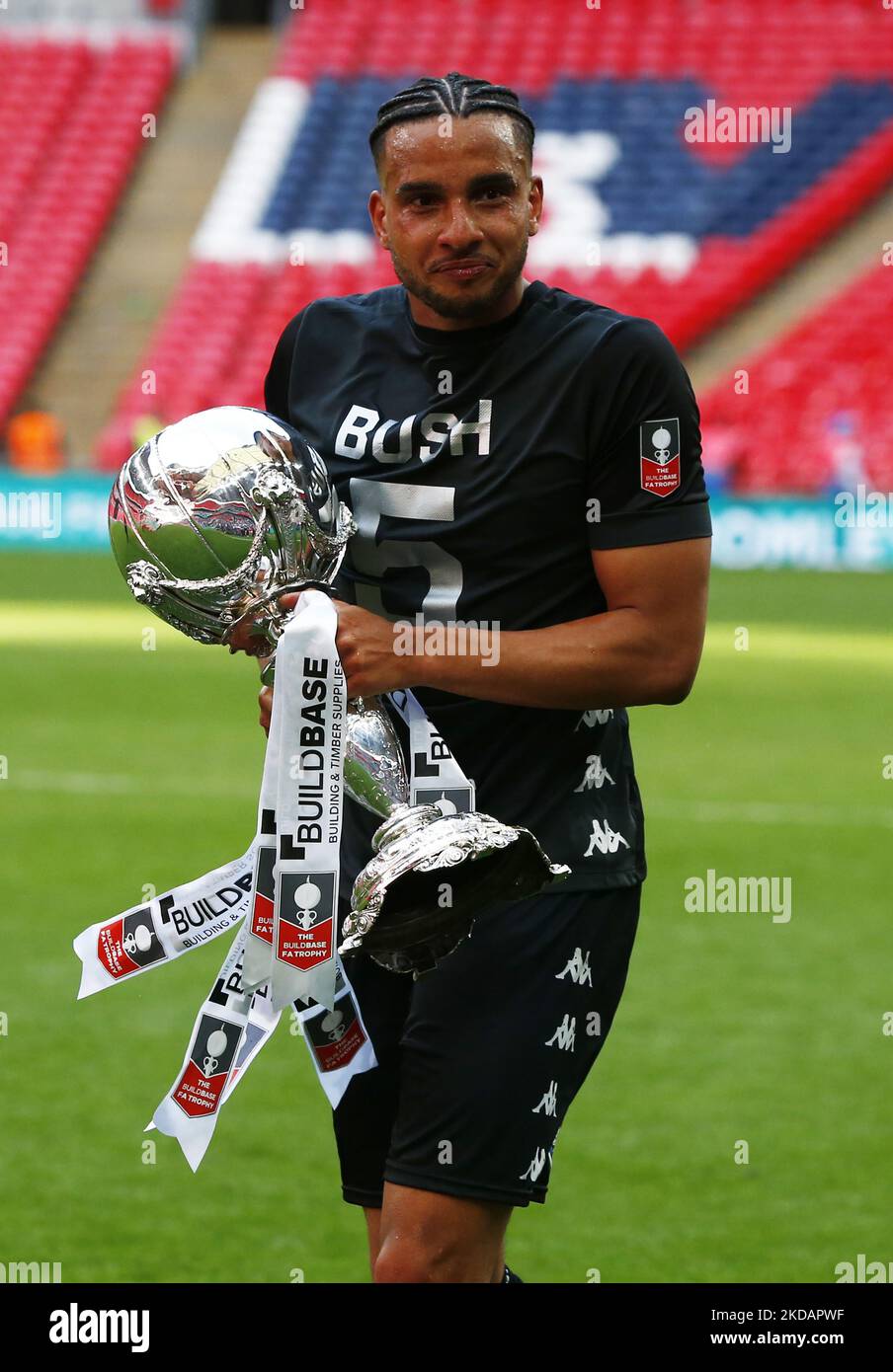 LONDON, ENGLAND - MAY 22: Chris Bush with FA Trophy after The Buildbase FA Trophy Final 2021/ ...