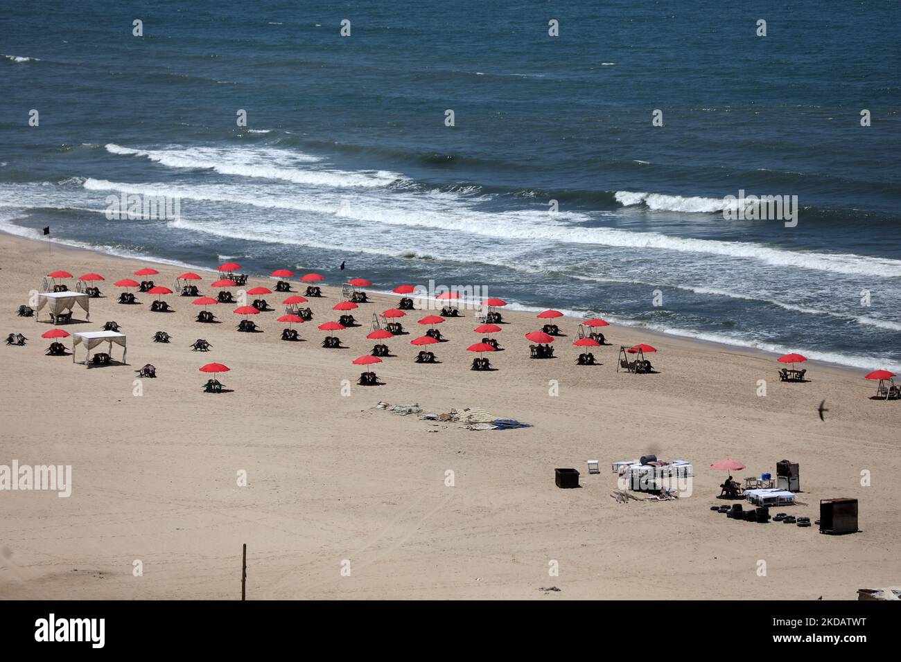 A partial view of a beach along Gaza City in the Palestinian coastal ...
