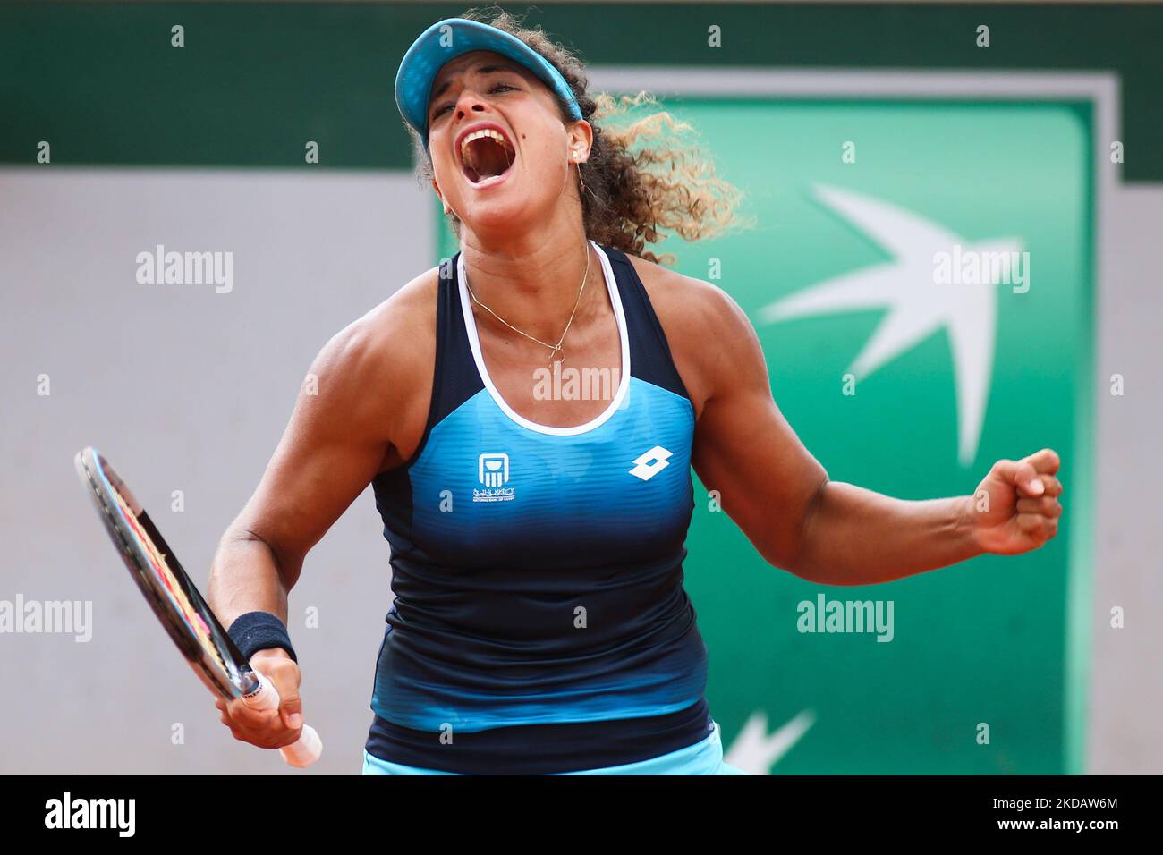 Mayar Sherif against Marta Kostyuk on court 12 in the 2022 French Open ...