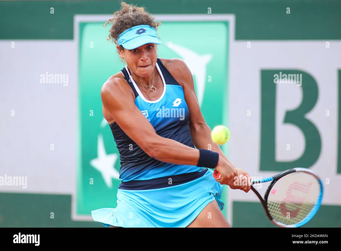 Mayar Sherif against Marta Kostyuk on court 12 in the 2022 French Open ...