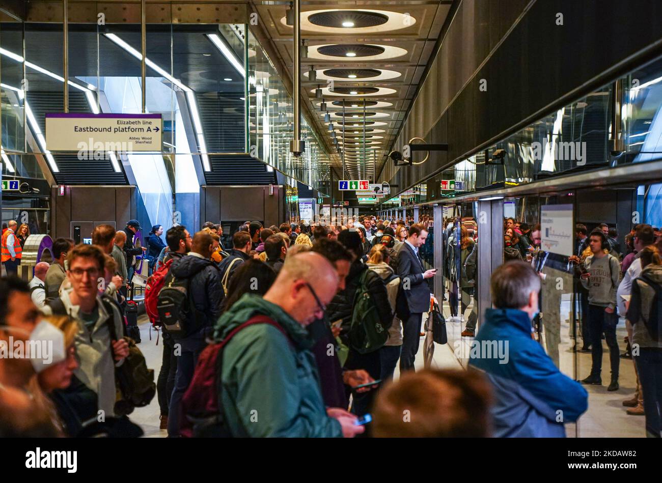 Passengers travel along with the Elizabeth Line in London, 24 Ma, 2022 ...