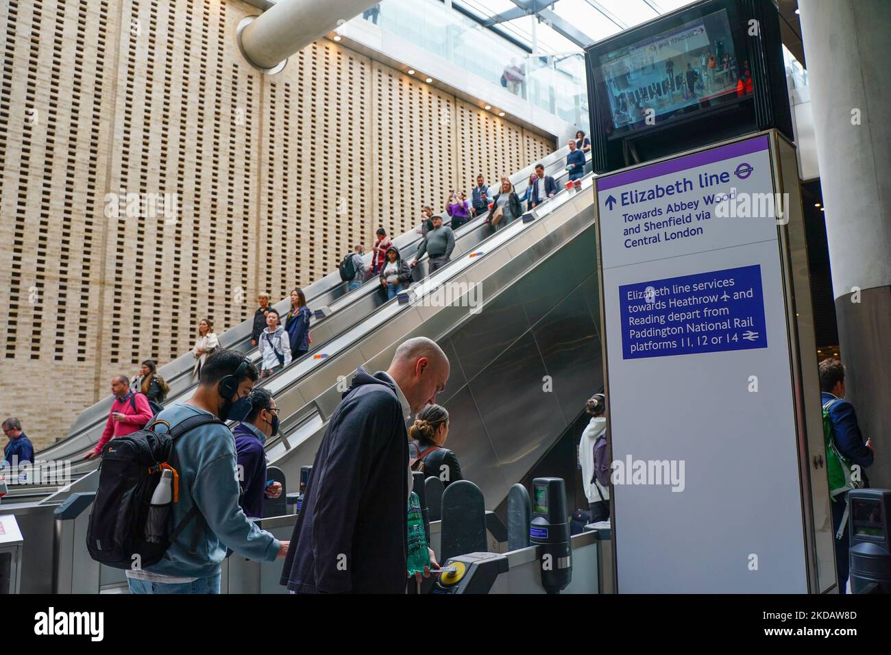 Passengers travel along with the Elizabeth Line in London, 24 Ma, 2022 ...