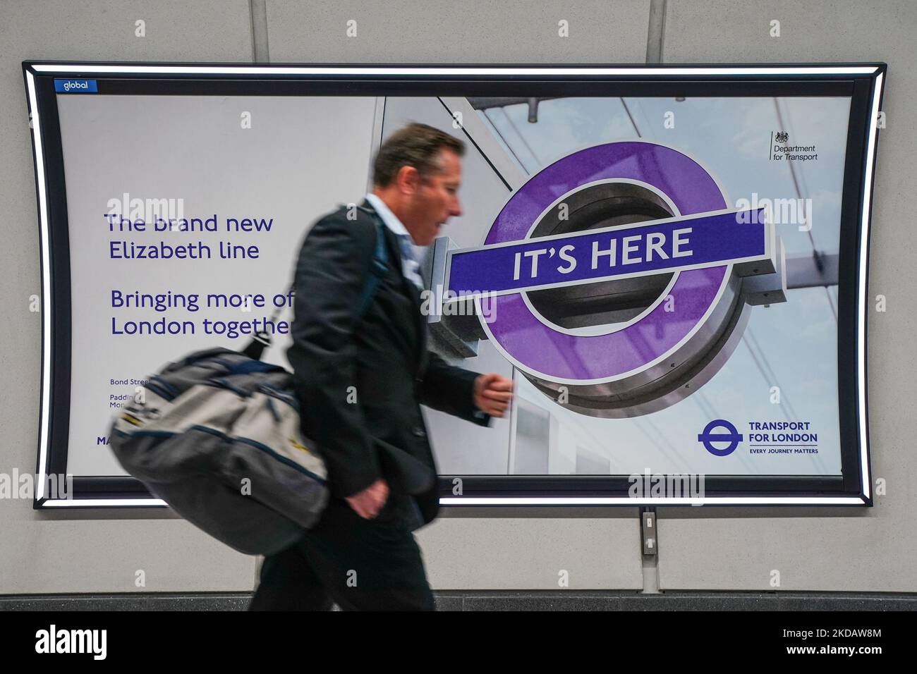 Passengers travel along with the Elizabeth Line in London, 24 Ma, 2022 ...