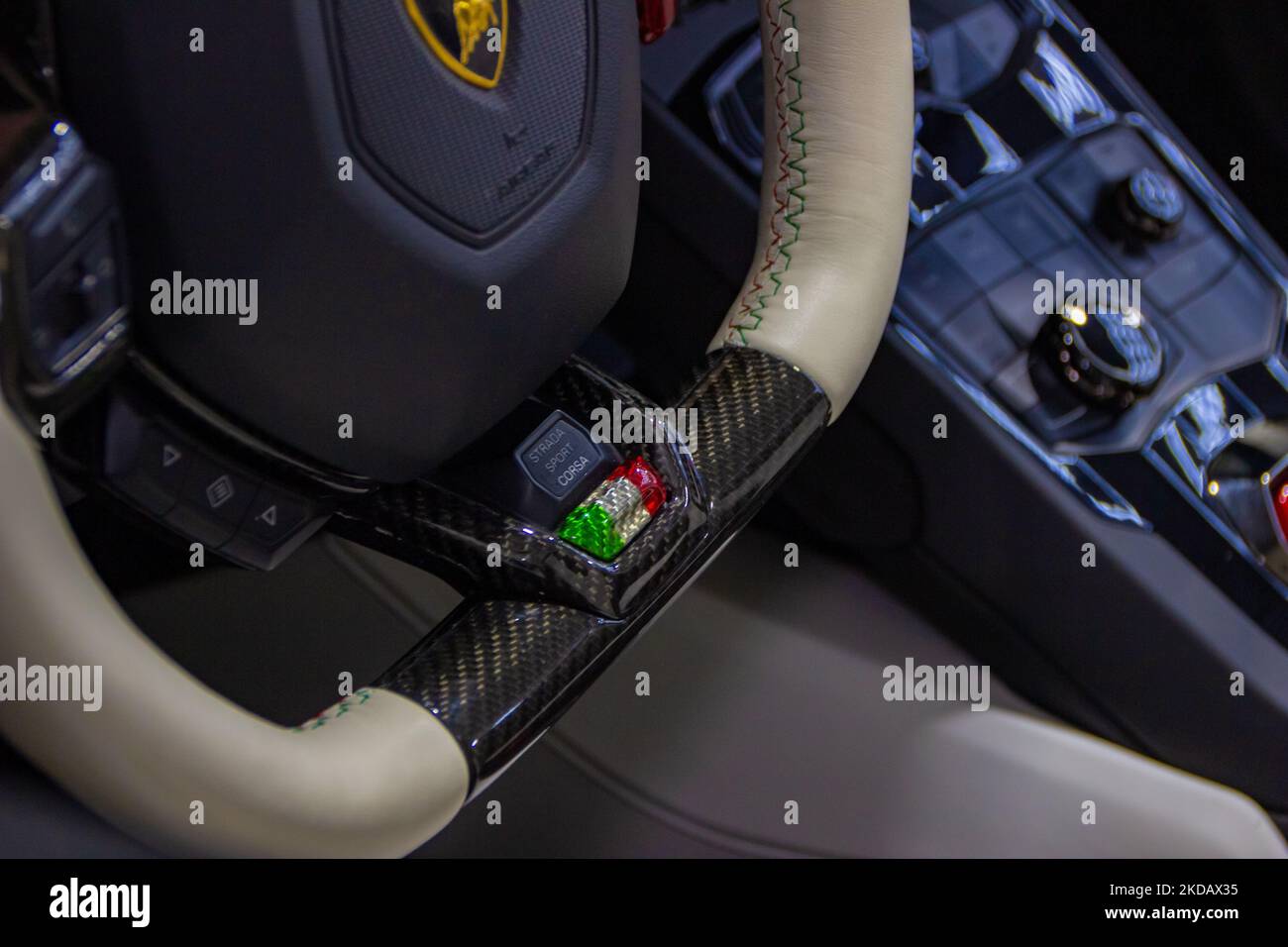 The luxury car interior details with the Italian flag Stock Photo - Alamy