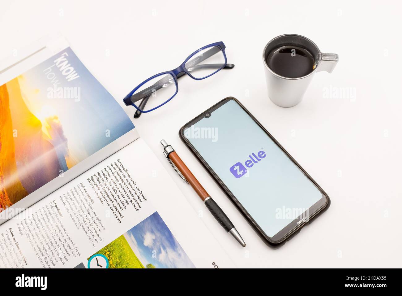 In this photo illustration a Zelle logo seen displayed on a smartphone ...