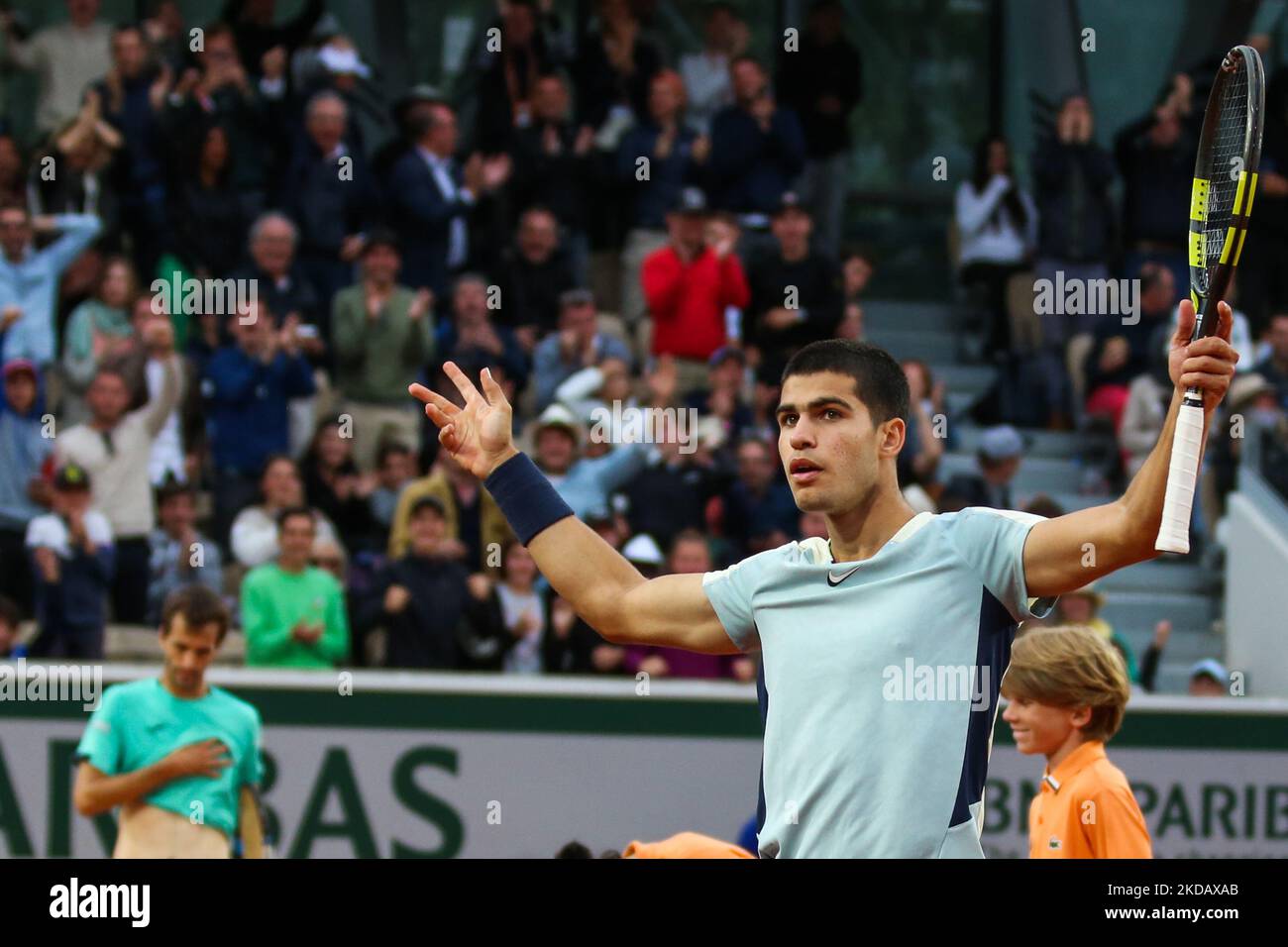 Carlos Alcaraz during his match against Albert Ramos-Vinolas on Simonne ...