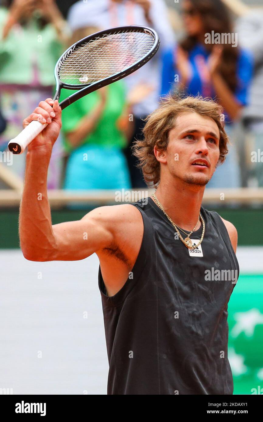 Alexander Zverev after his match against Sebastian Baez on Philipe Chartier court in the 2022 ...