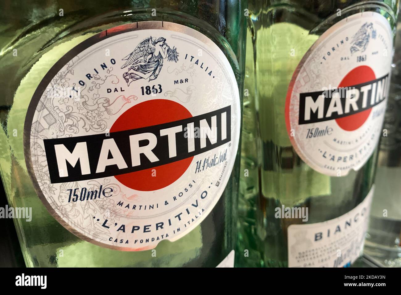 Martini bottles are seen in a supermarket in Krakow, Poland on May 24 ...