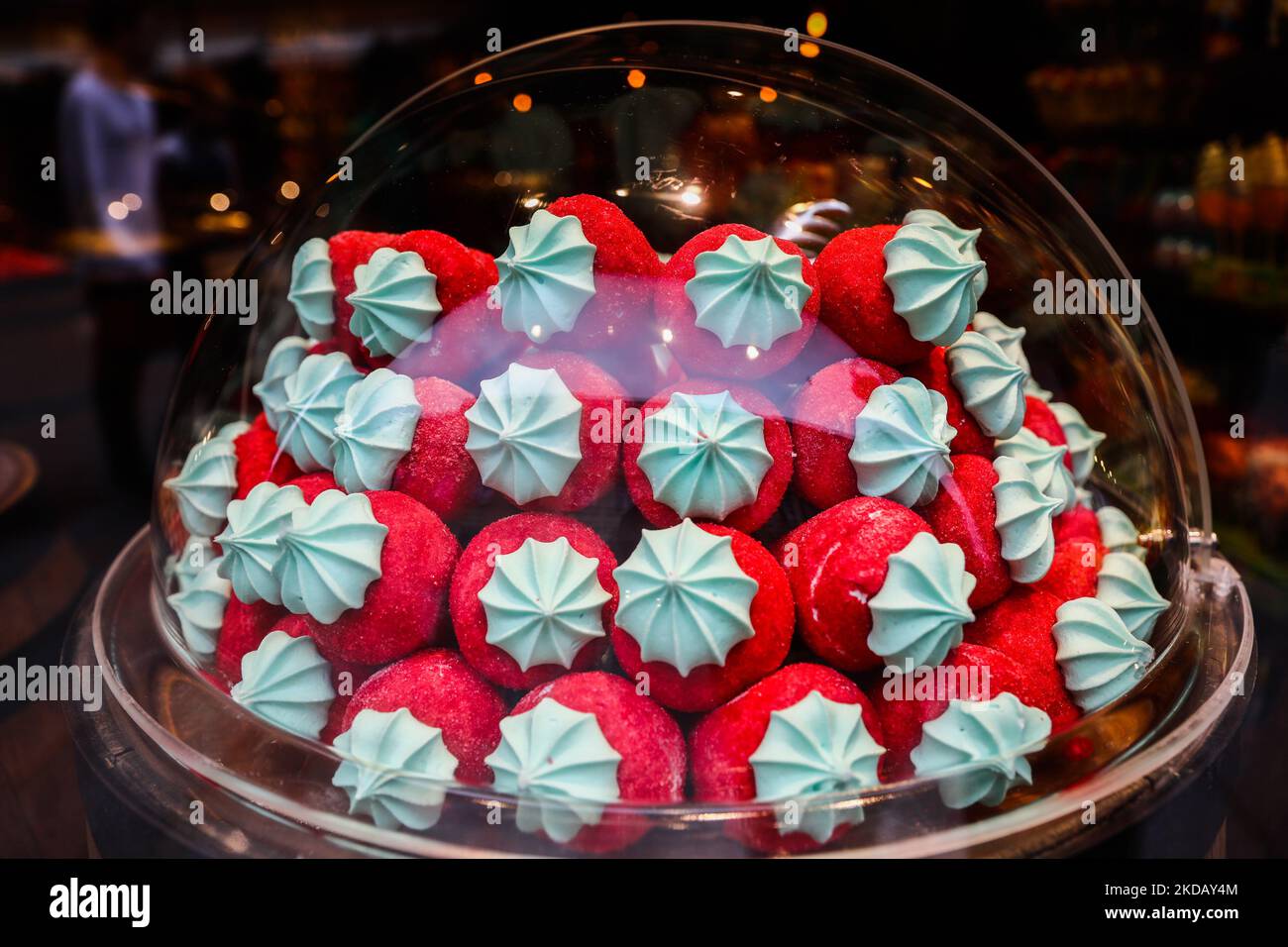 Candies is seen on a storefront in Krakow, Poland on May 25, 2022 ...