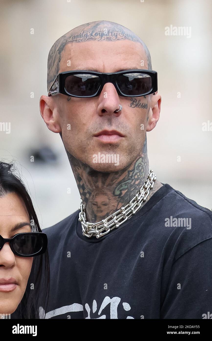 Travis Barker is seen at Piazza Duomo on May 26, 2022 in Milan, Italy ...