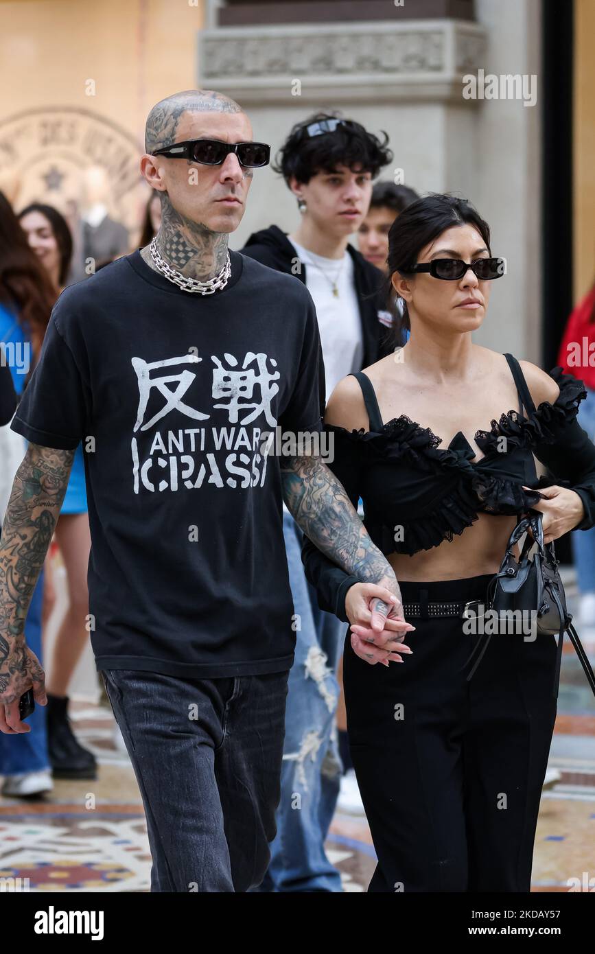 Kourtney Kardashian, Travis Barker and Landon Asher Barker are seen at ...