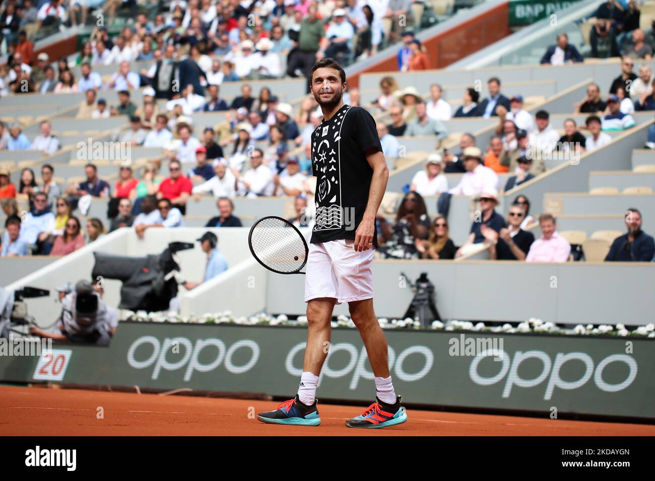 Gilles Simon during his match against Steve Johnson on Philipe Chatrier ...
