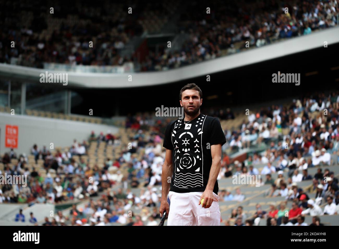 Gilles Simon during his match against Steve Johnson on Philipe Chatrier ...