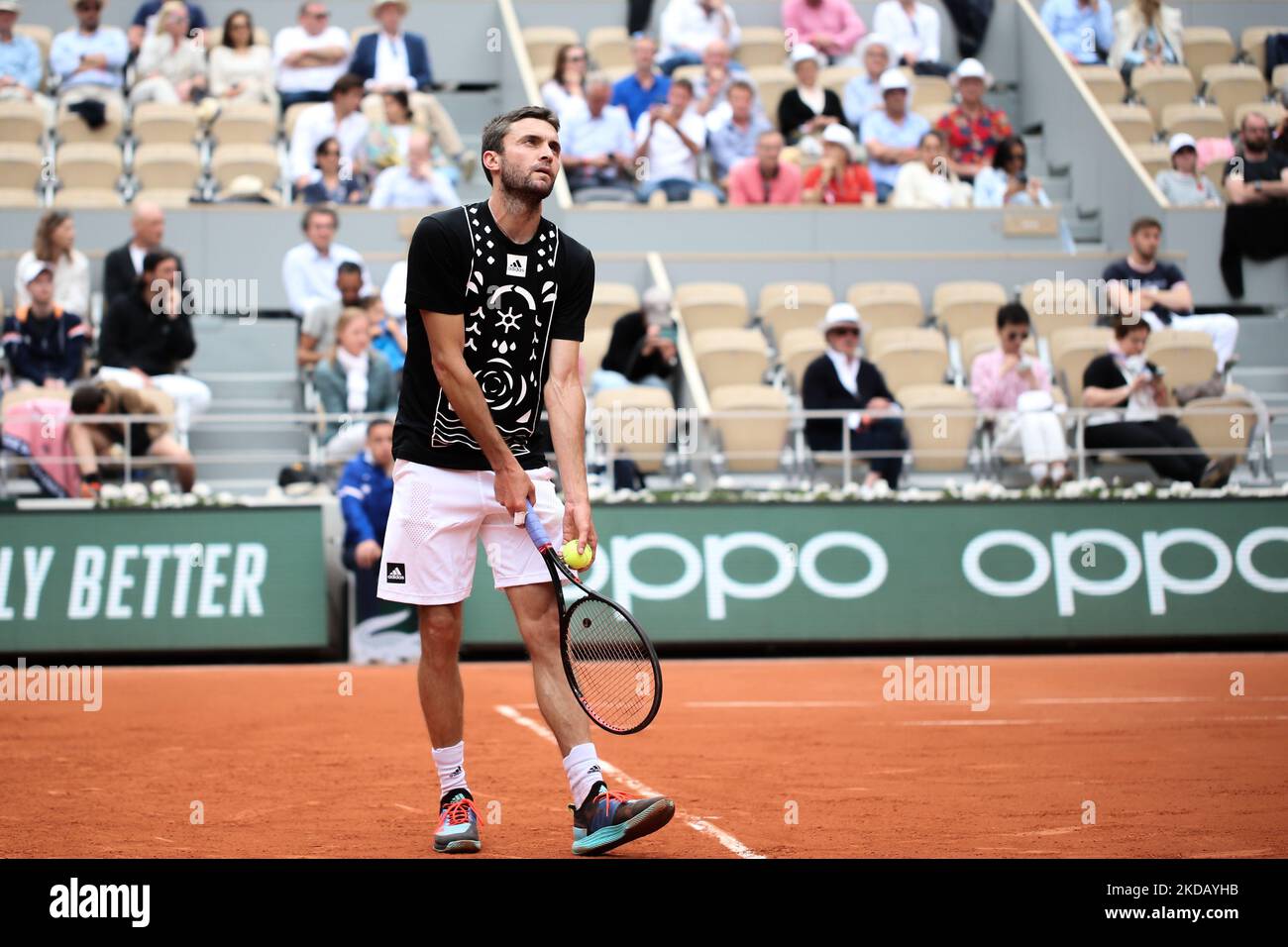 Gilles Simon during his match against Steve Johnson on Philipe Chatrier ...