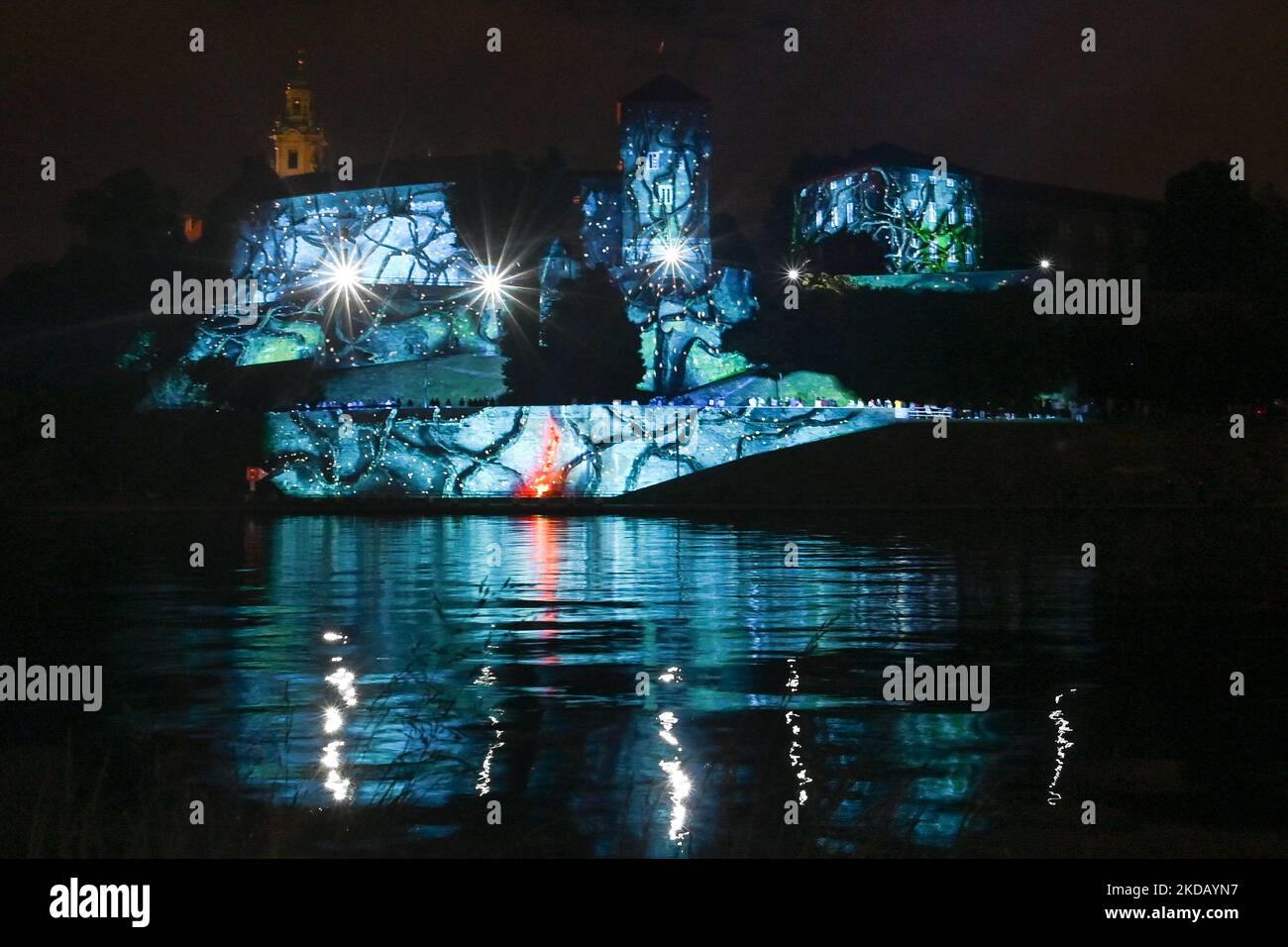 The famous Wawel Castle illuminated during the Stranger Things 4 light ...