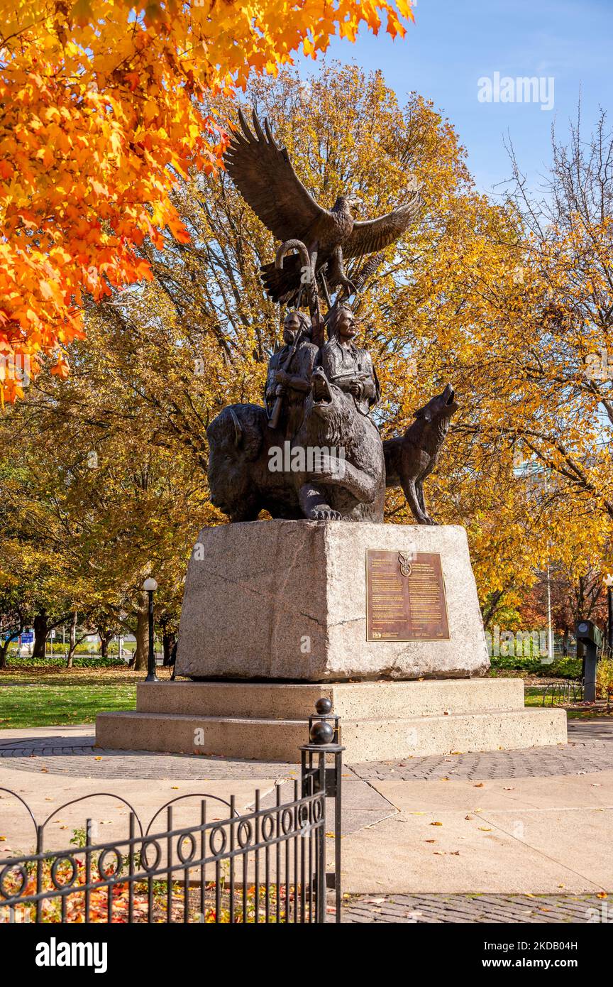 Ottaw, Ontario - October 20, 2022: National Aboriginal Veterans Monument in Confederation Park ...