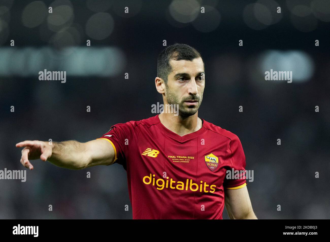 Henrikh Mkhitaryan of AS Roma gestures during the UEFA Conference ...
