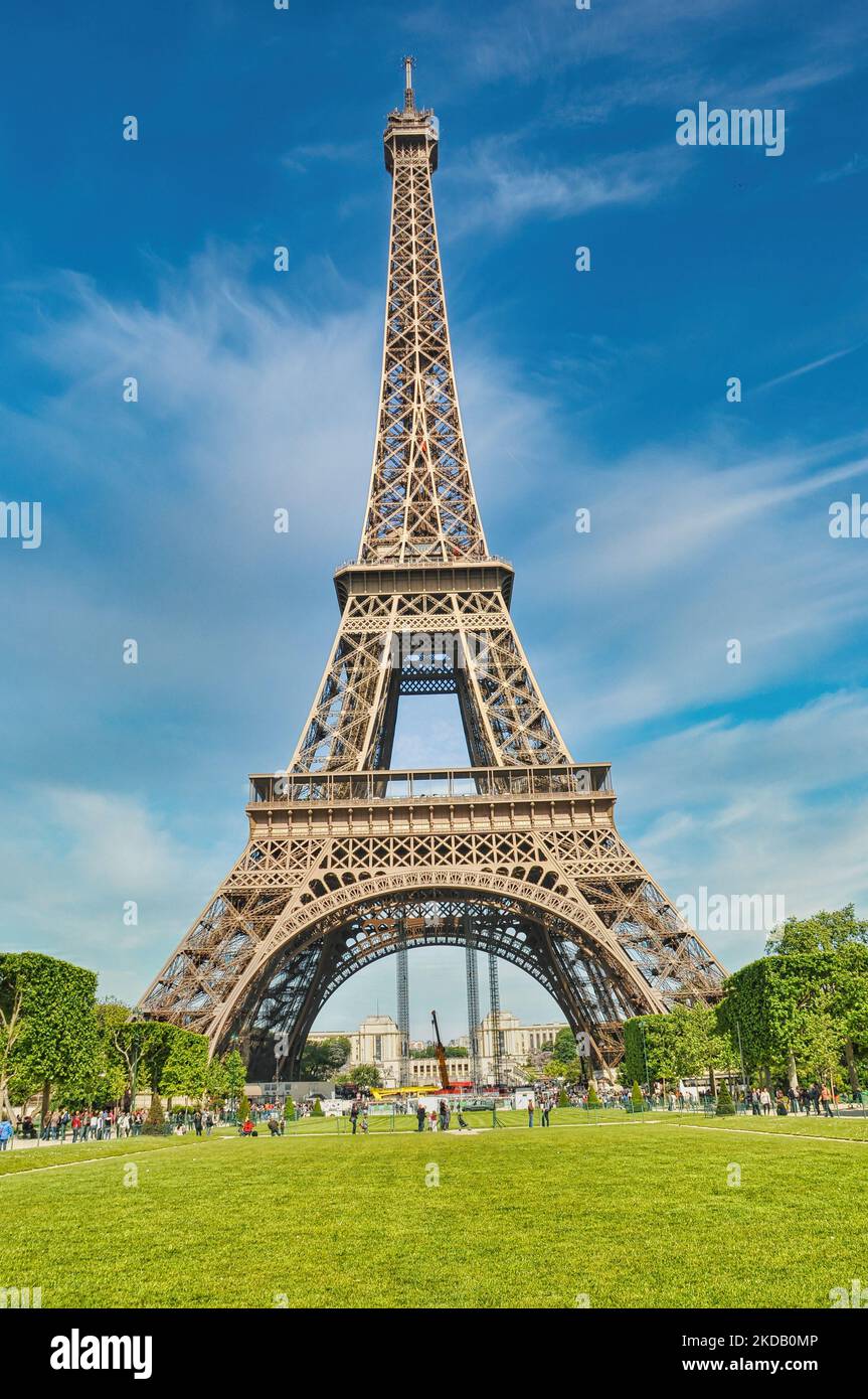 Paris, France. June 3 2021: Eiffel tower in city of Paris with ...