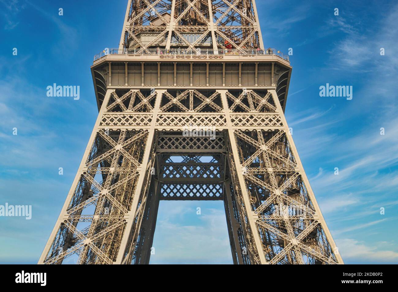 Paris, France. June 3 2021: Eiffel tower in city of Paris with historical buildings, famous ...